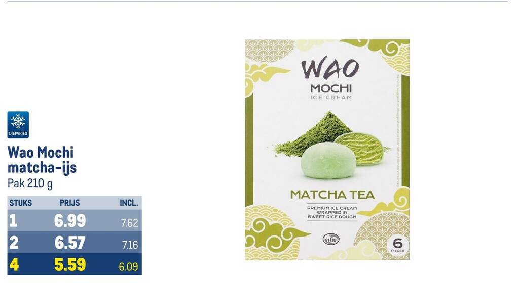 Wao Mochi matcha-ijs aanbieding bij Makro