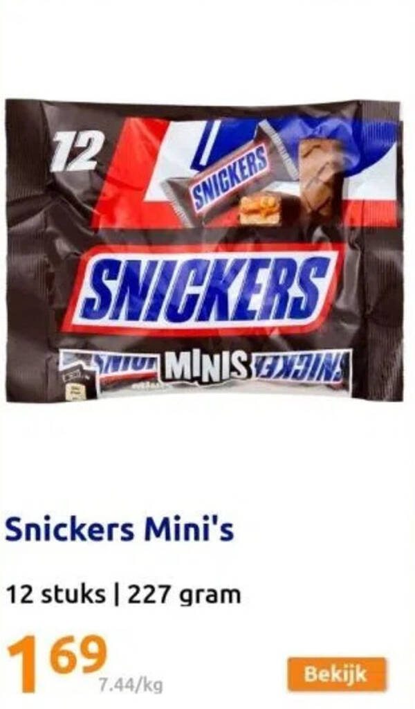 Snickers Mini's 227g aanbieding bij Action
