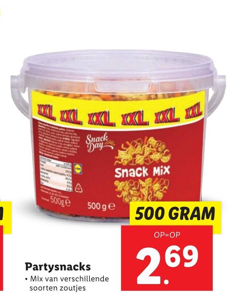 Partysnacks 500 GRAM aanbieding bij Lidl
