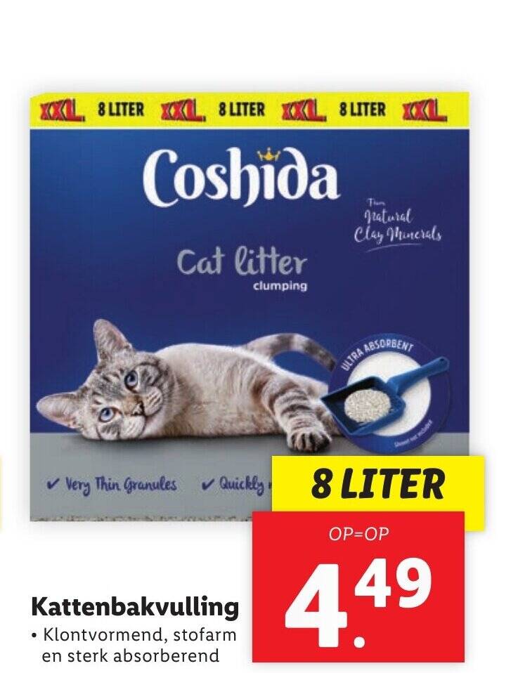 Kattenbakvulling 8 LITER aanbieding bij Lidl