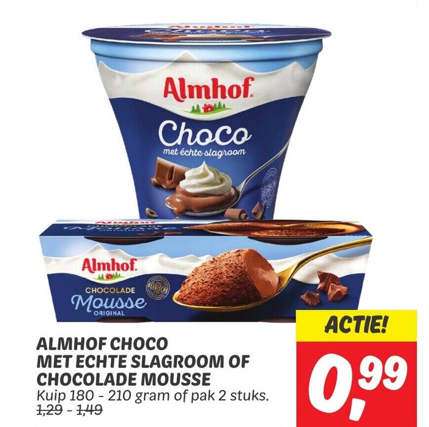 ALMHOF CHOCO MET ECHTE SLAGROOM OF CHOCOLADE MOUSSE aanbieding bij ...