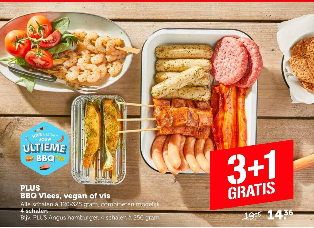BBQ Vlees, vegan of vis 3+1 GRATIS aanbieding bij Coop