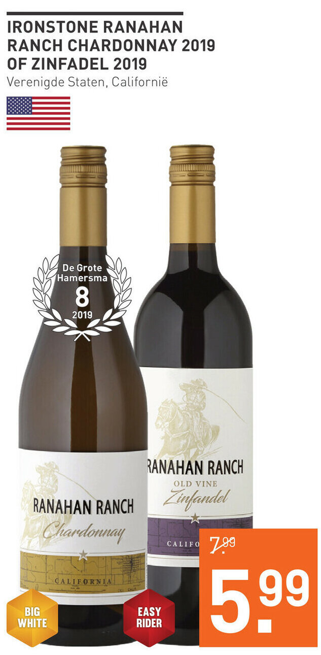 Ironstone ranahan ranch chardonnay 2019 of zinfadel 2019 aanbieding bij Gall & Gall
