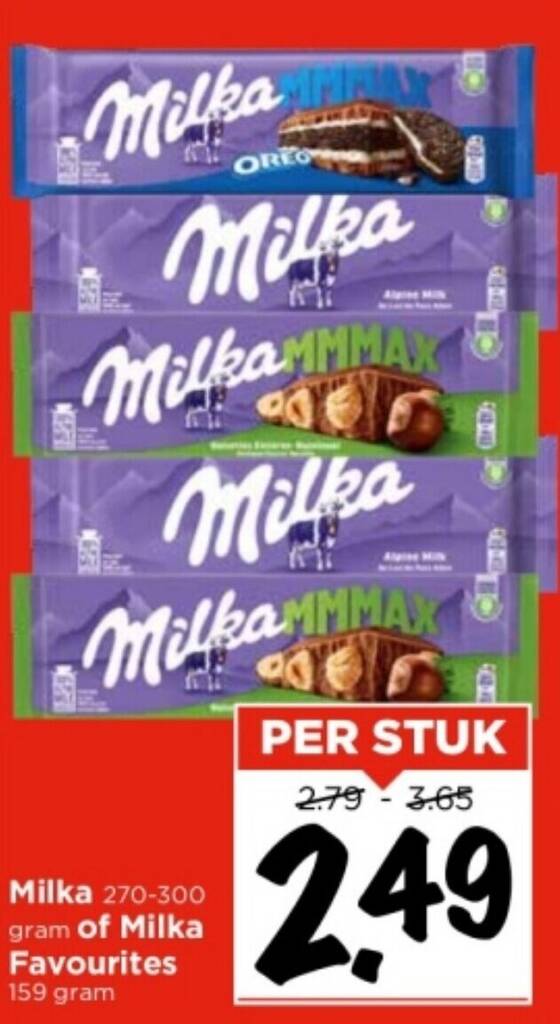 Milka of Milka Favourites aanbieding bij Vomar Voordeelmarkt