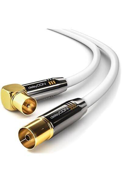 deleyCON 3,0m TV-Antennekabel Coaxiale Kabel - 1x TV-Stekker 90° Hoekig ...