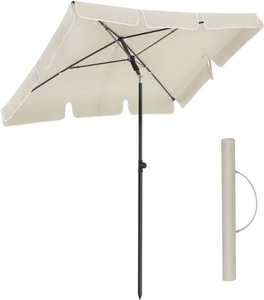 SONGMICS parasol, parasol, rechthoekige tuinparasol van polyester, met ...