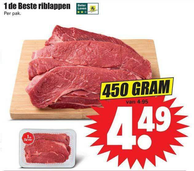 1 de beste riblappen 450 gram aanbieding bij Dirk