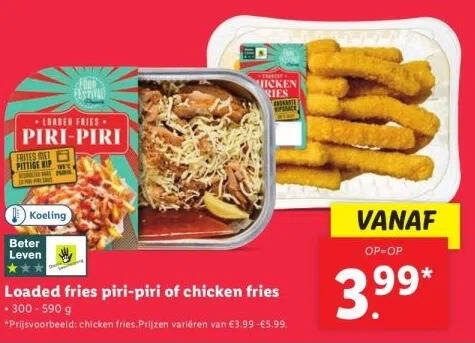 Loaded fries piri-piri of chicken fries aanbieding bij Lidl