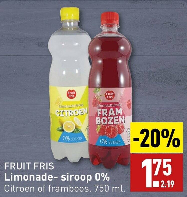 Fruit fris limonade siroop 0% aanbieding bij ALDI