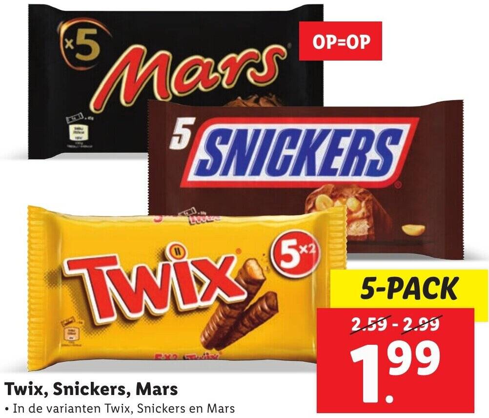 Twix, Snickers, Mars aanbieding bij Lidl