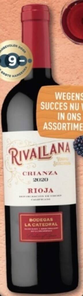 Rivallana Crianza Rioja 0.75L aanbieding bij ALDI