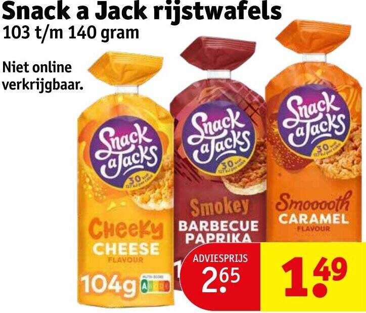 Snack a Jack rijstwafels 103 t/m 140 gram aanbieding bij Kruidvat