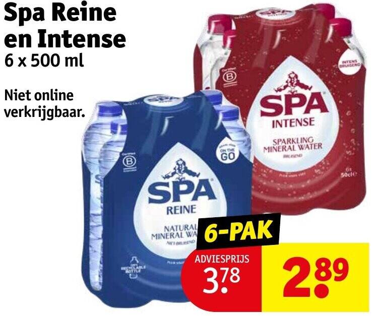 Spa Reine en Intense 6 x 500ml aanbieding bij Kruidvat