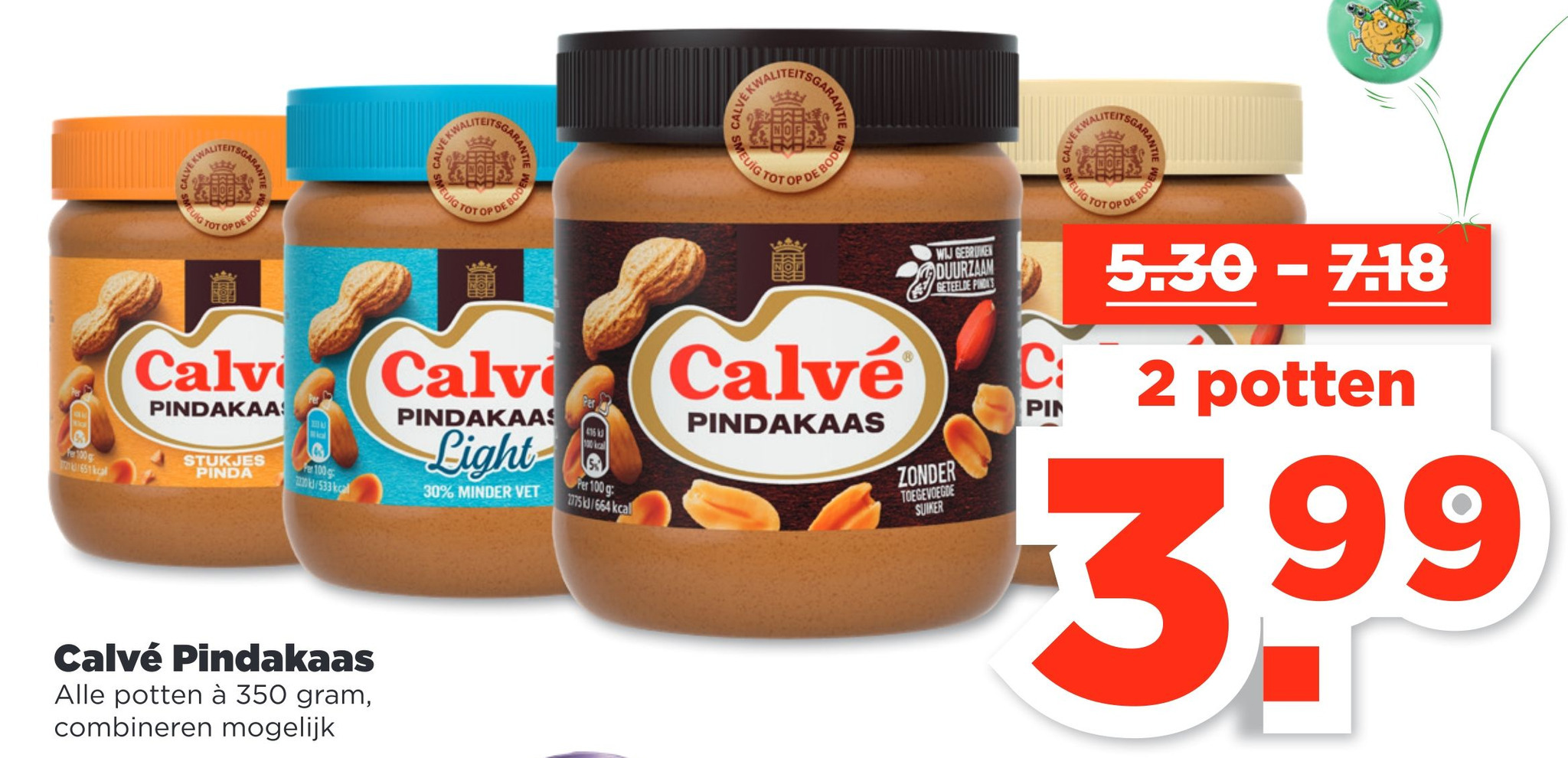 Calvé Pindakaas 350 gram aanbieding bij PLUS