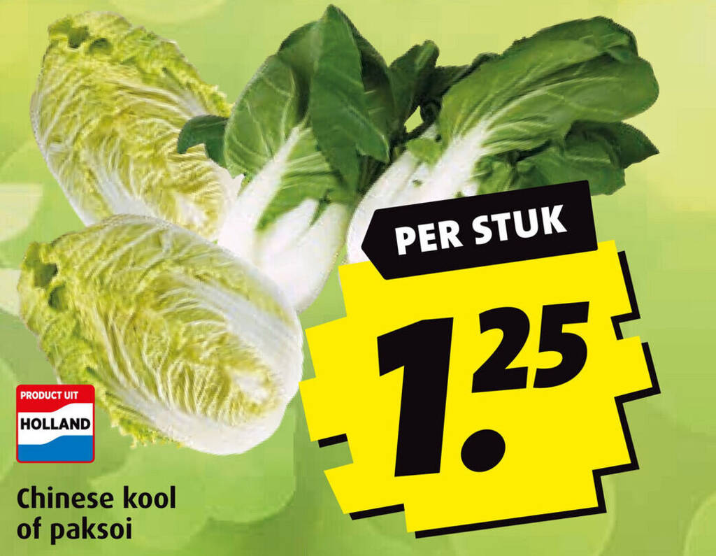 Chinese kool of paksoi per stuk aanbieding bij Boni