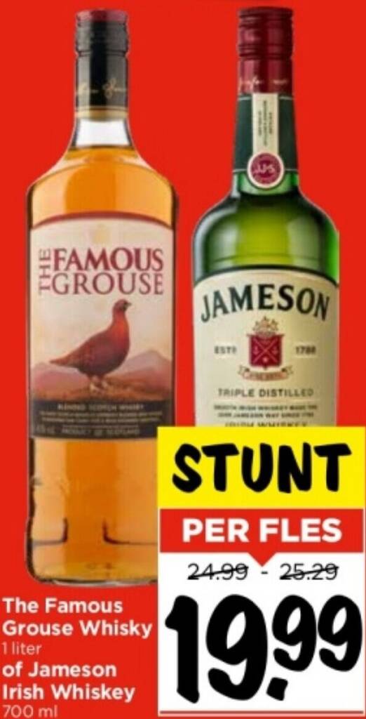 The Famous Grouse Whisky of Jameson Irish Whiskey 700 ml aanbieding bij ...