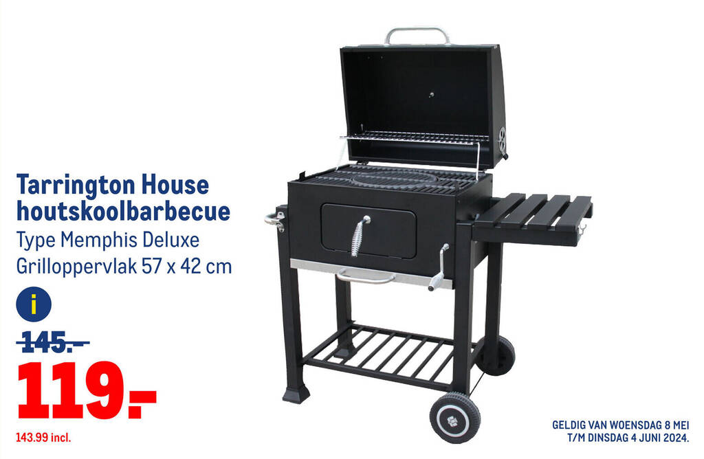 Tarrington House houtskoolbarbecue Type Memphis Deluxe Grilloppervlak ...