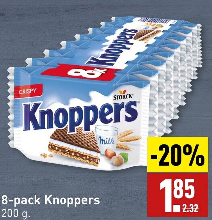 8-pack Knoppers 200g aanbieding bij ALDI