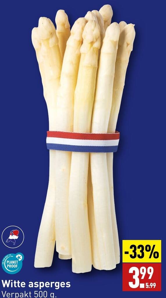 Witte asperges Verpakt 500 g. aanbieding bij ALDI