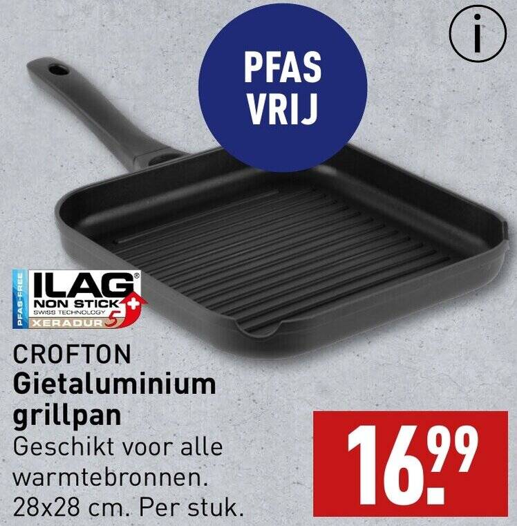CROFTON Gietaluminium grillpan 28x28 cm aanbieding bij ALDI