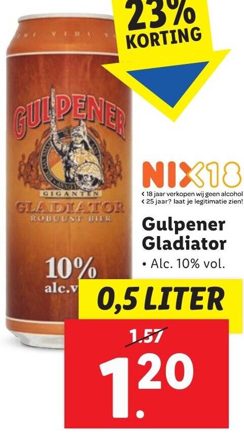 Gulpener gladiator 0.5 liter aanbieding bij Lidl