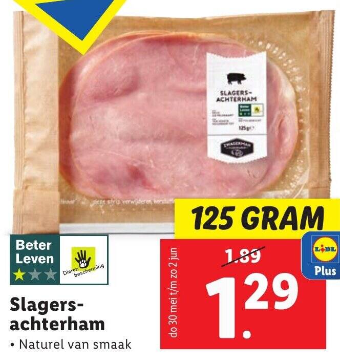 Slagers achterham 125 gram aanbieding bij Lidl
