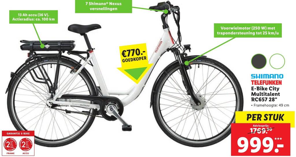 SHIMANO TELEFUNKEN E-Bike City Multitalent RC657 28" aanbieding bij Lidl