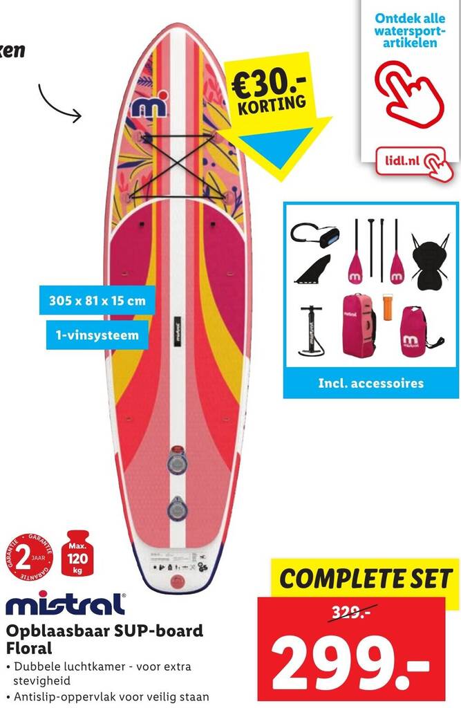 mistral Opblaasbaar SUP-board Floral aanbieding bij Lidl