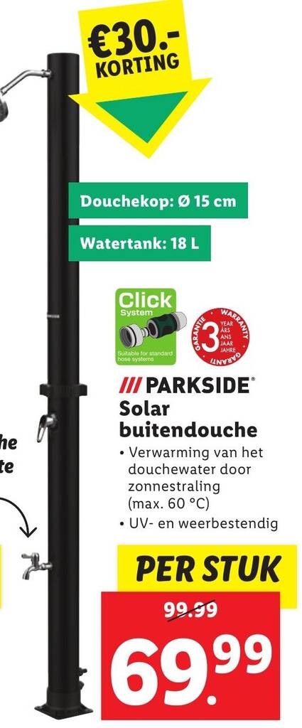 PARKSIDE Solar buitendouche aanbieding bij Lidl
