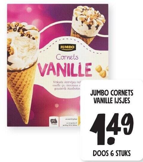 CORNETS VANILLE IJSJES aanbieding bij Jumbo