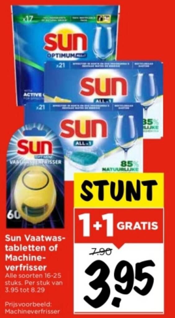 Sun vaatwastabletten of machinverfrisser 1+1 GRATIS aanbieding bij ...