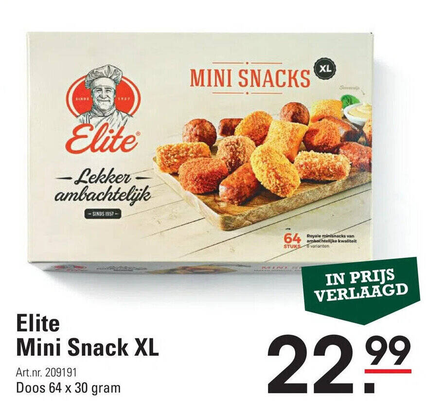 Elite Mini Snack XL 64 x 30g aanbieding bij Sligro