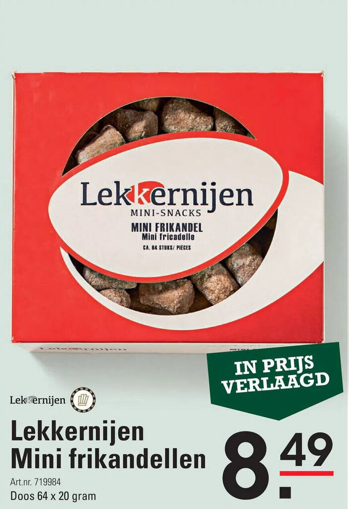 Lekkernijen Mini frikandellen 64 x 20g aanbieding bij Sligro