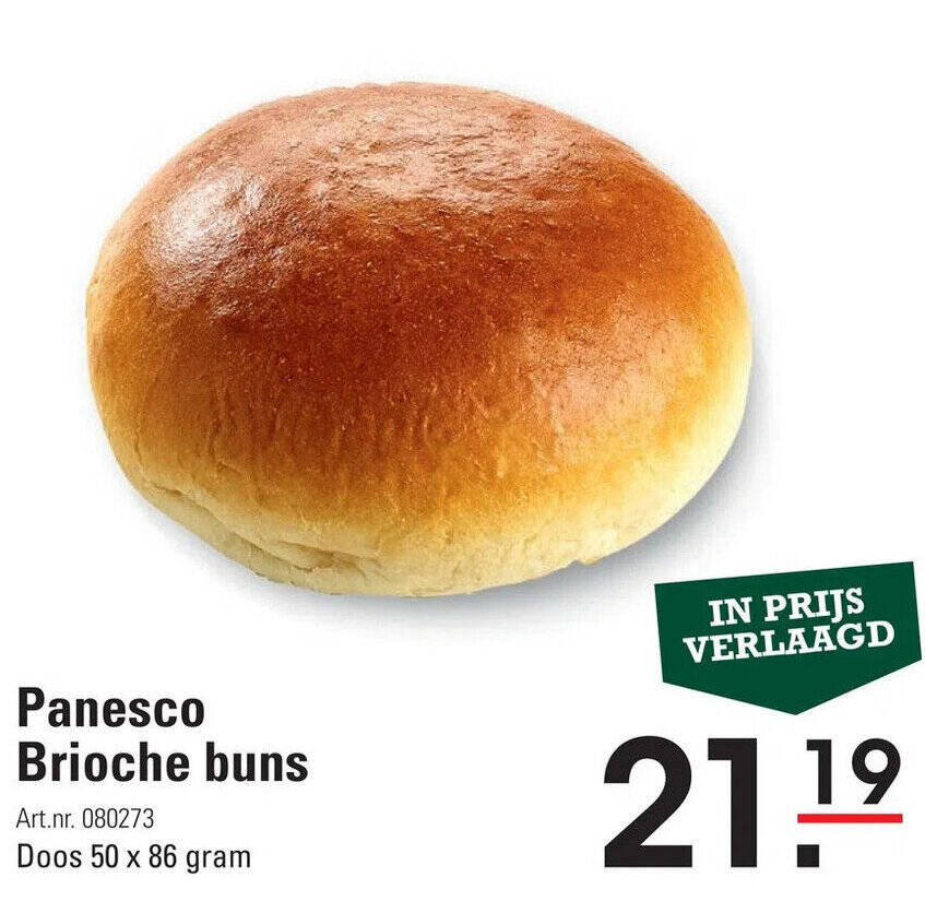Panesco Brioche buns 50 x 86g aanbieding bij Sligro