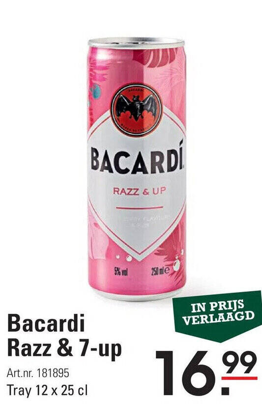 Bacardi Razz & 7-up 12 x 25 cl aanbieding bij Sligro