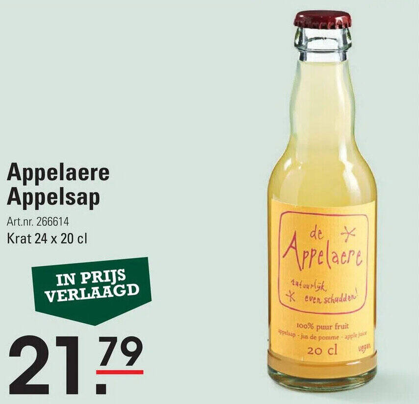 Appelaere Appelsap 24 x 20 cl aanbieding bij Sligro