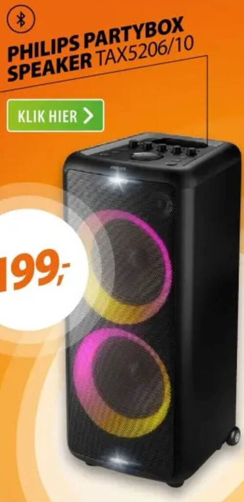 PHILIPS PARTYBOX SPEAKER TAX5206/10 aanbieding bij Expert