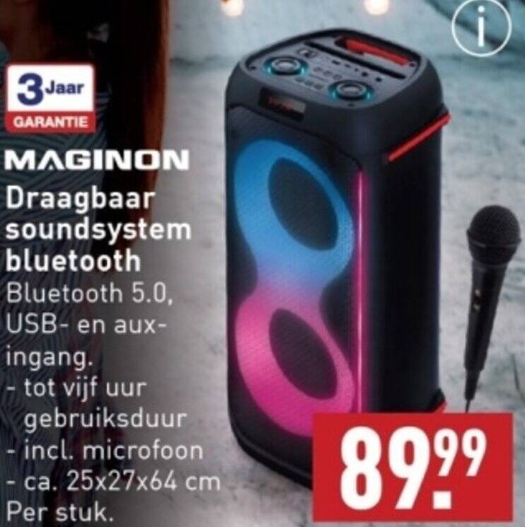 MAGINON Draagbaar soundsystem bluetooth aanbieding bij ALDI