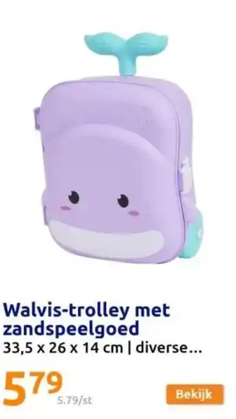 Walvis-trolley met zandspeelgoed aanbieding bij Action
