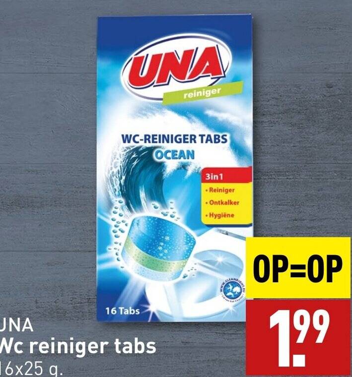 UNA Wc reiniger tabs 16x25 g. aanbieding bij ALDI