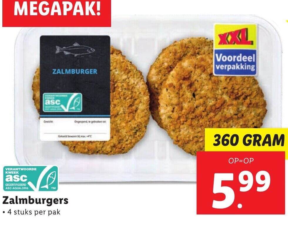 Zalmburgers 360 gram aanbieding bij Lidl
