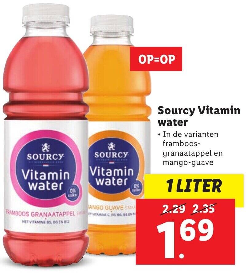 Sourcy vitamin water 1 liter aanbieding bij Lidl