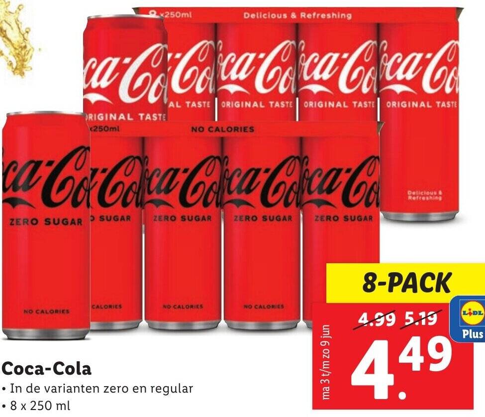 Coca-cola 8 x 250 ml aanbieding bij Lidl