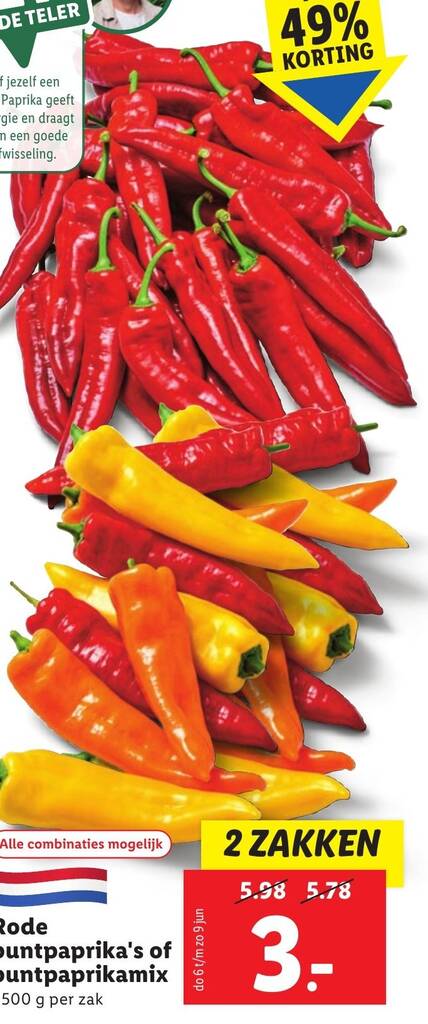 Rode puntpaprikas of puntpaprika mix aanbieding bij Lidl