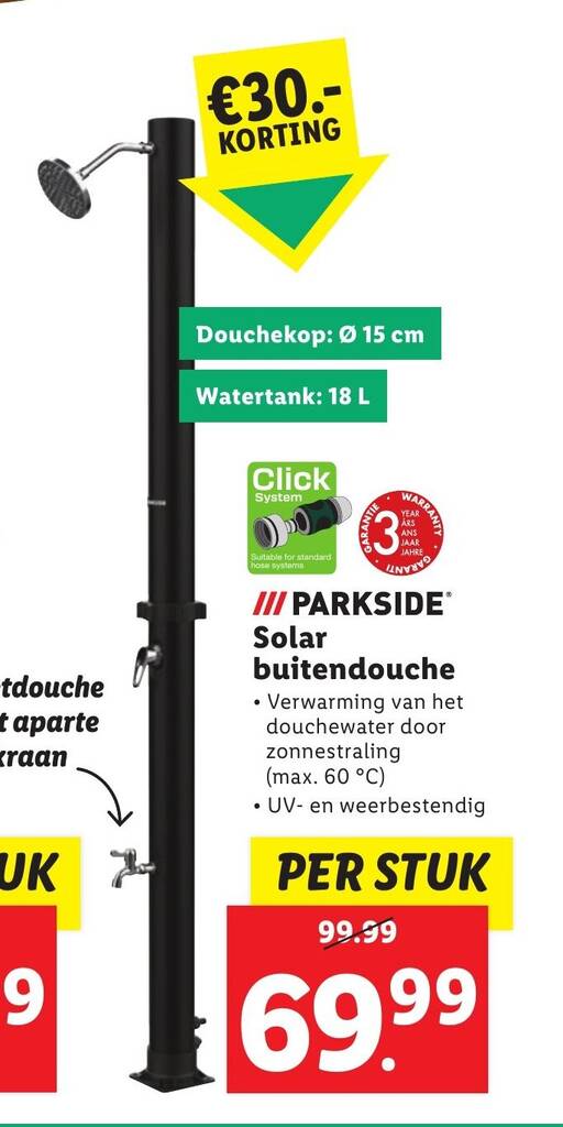 PARKSIDE Solar buitendouche aanbieding bij Lidl