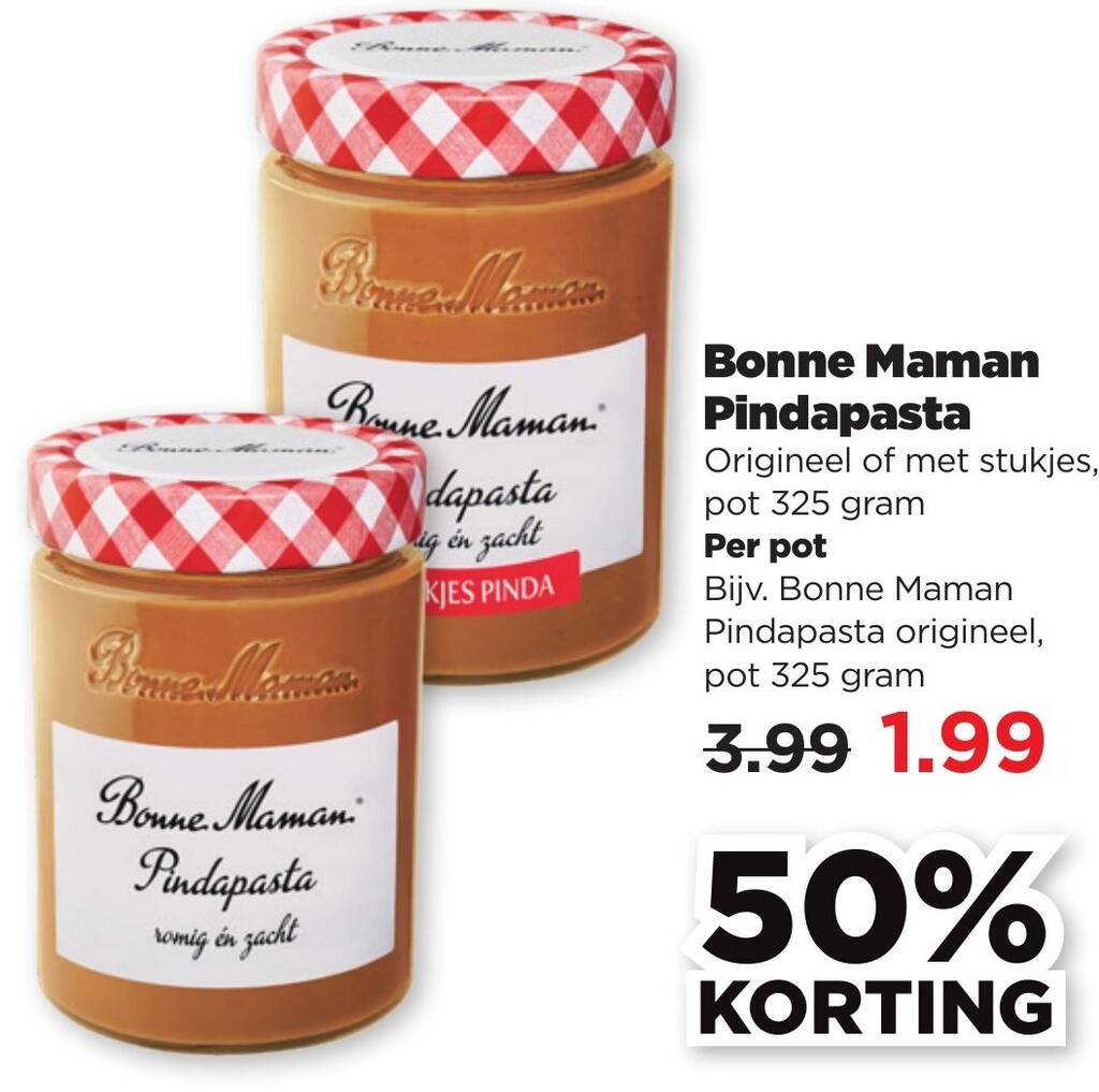 Bonne Maman Pindapasta 325g aanbieding bij PLUS
