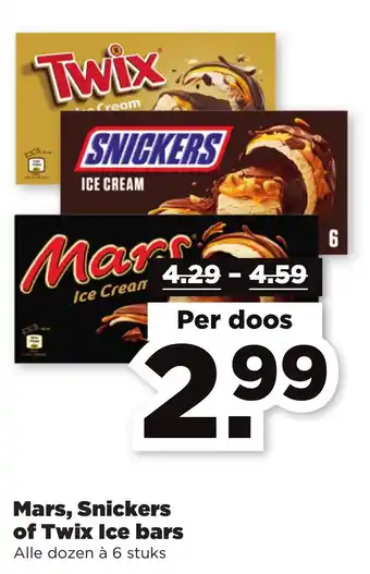 Mars, Snickers of Twix Ice bars aanbieding bij PLUS
