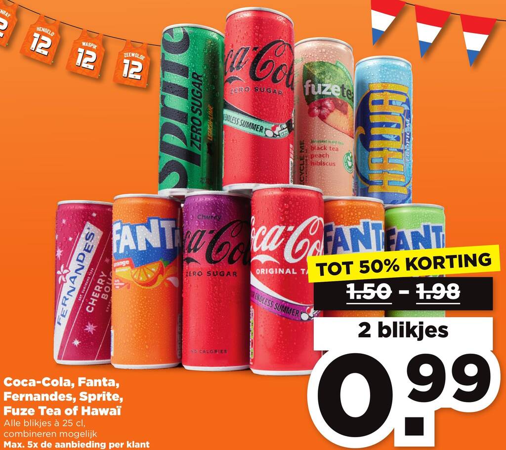 Coca-Cola, Fanta, Fernandes, Sprite, Fuze Tea of Hawaï 25 cl aanbieding ...