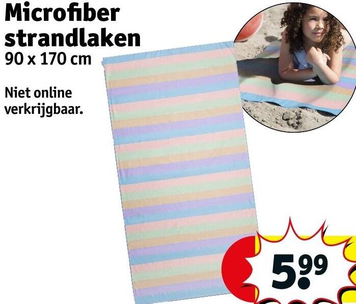 Microfiber strandlaken 90 x 170 cm aanbieding bij Kruidvat