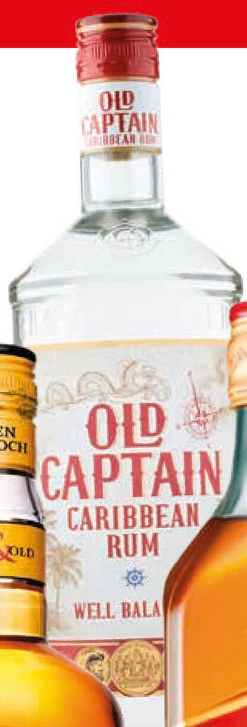 Old Captain rum bruin of extra dry fles 700 ml aanbieding bij Boni